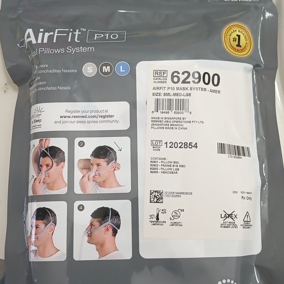 ResMed | Other | Resmed Air Fit P Mask Nasal Pillow System Number 62900 ...